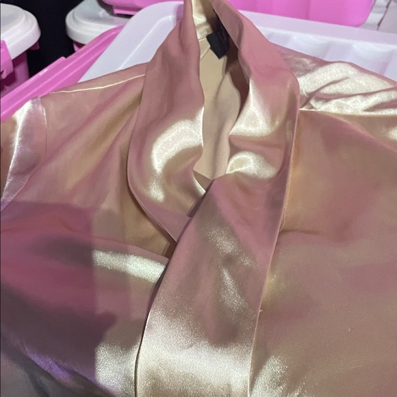 Ashro | Jackets & Coats | Ashro Satin Wrap Top In Shimmering Goldbeige ...